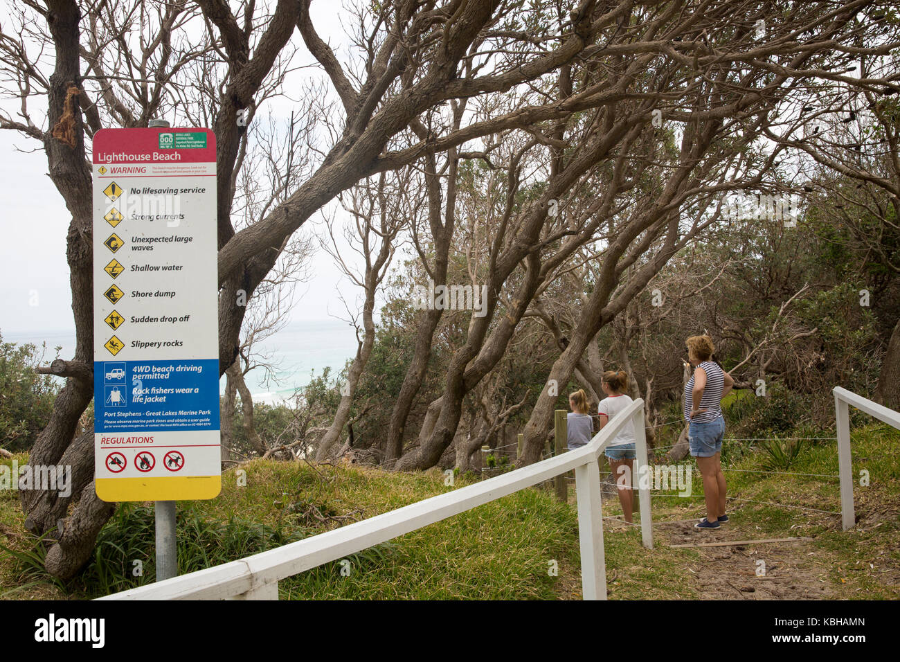 Sign for Lighthouse beach at Seal Rocks on the mid north coast of New ...