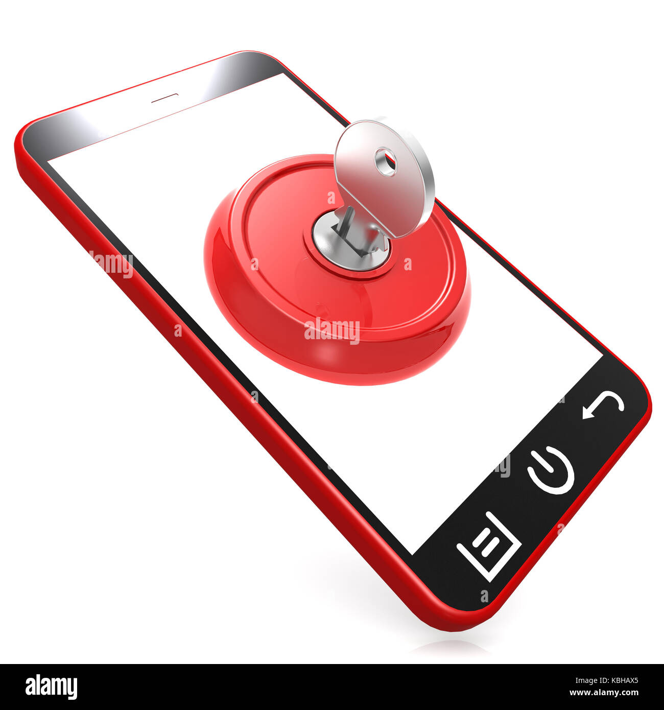 Red key on smartphone image with hi-res rendered artwork that could be ...