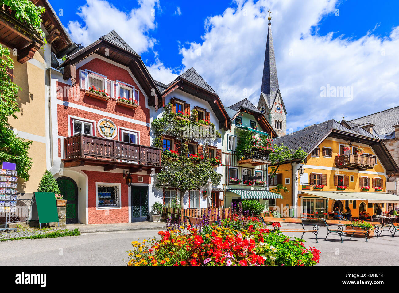 Hallstatt, Austria. Main square in the village Stock Photo - Alamy