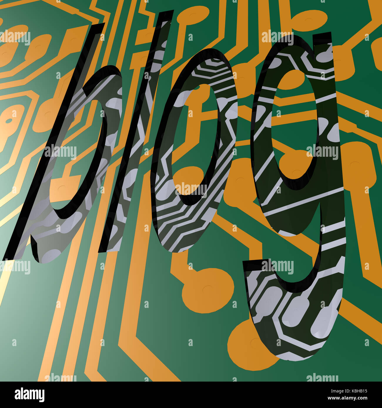 PCB and blog word image with hi-res rendered artwork that could be used for any graphic design ...