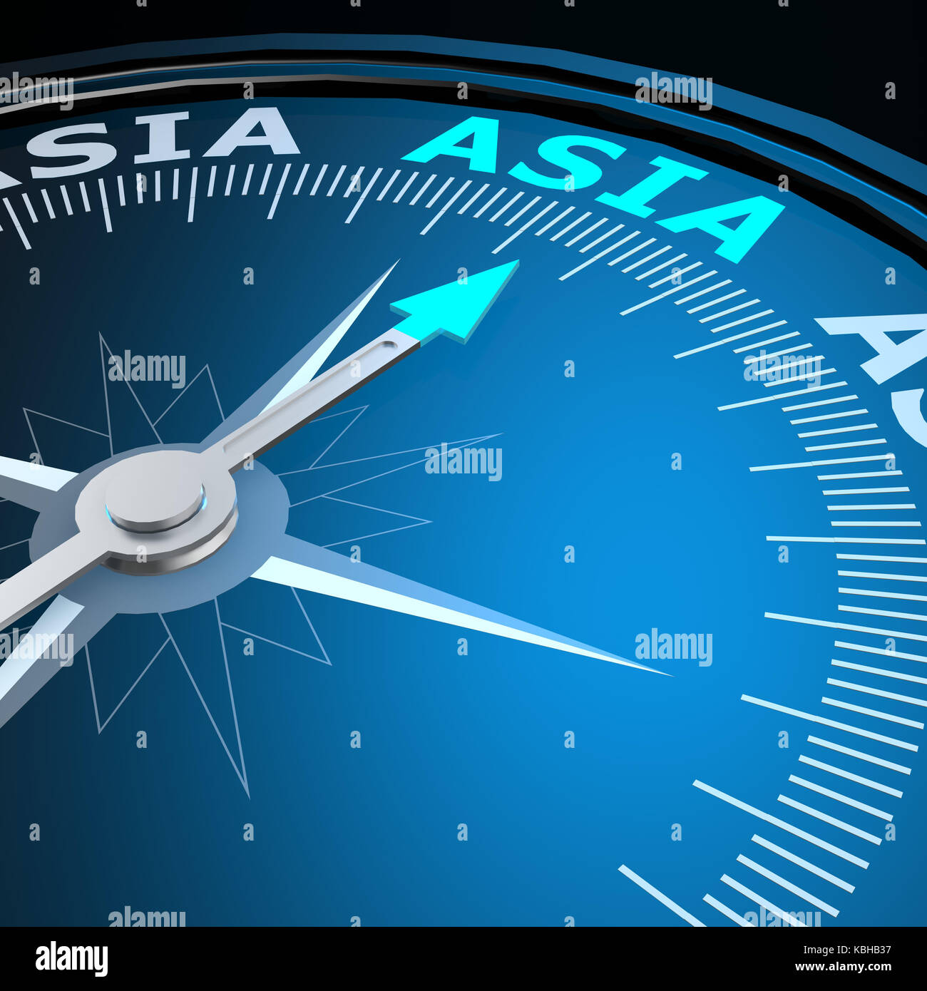 Asia word on compass image with hi-res rendered artwork that could be ...