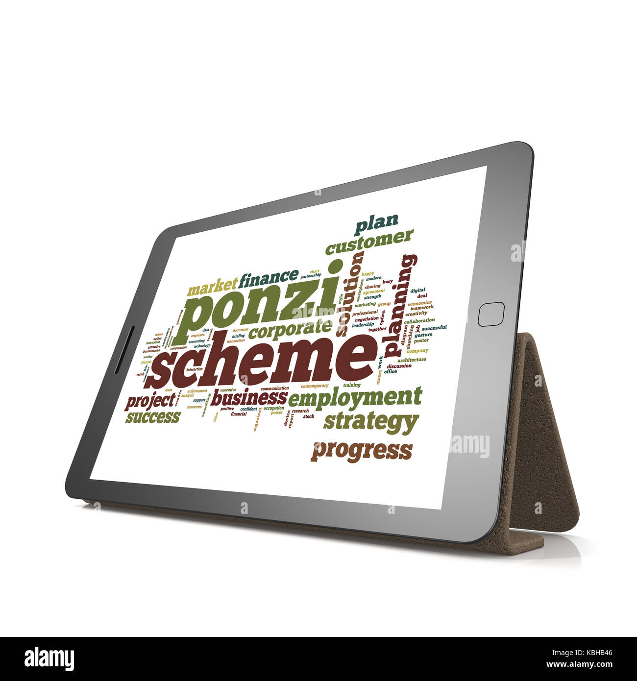 Ponzi scheme word cloud on tablet image with hi-res rendered artwork ...