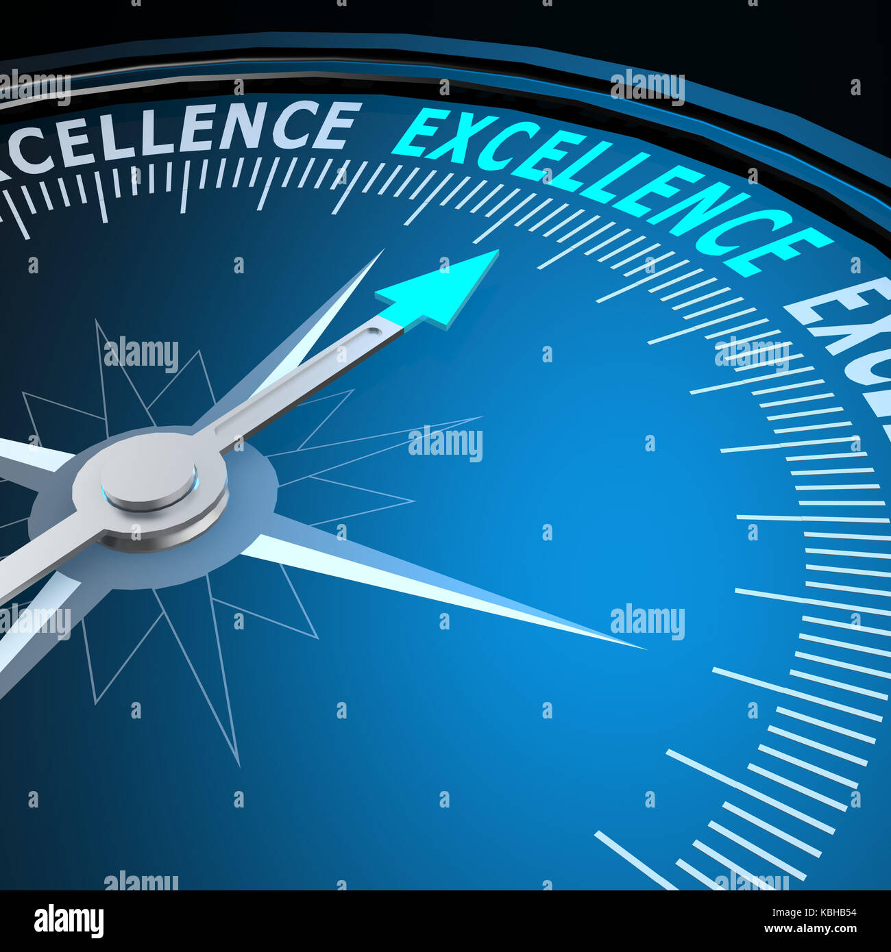 Excellence word on compass image with hi-res rendered artwork that ...