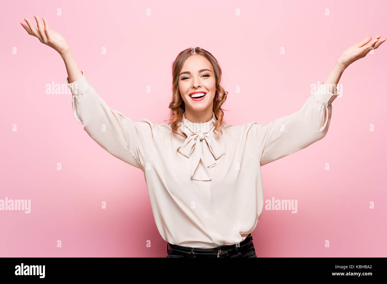 The young woman's portrait with happy emotions Stock Photo - Alamy