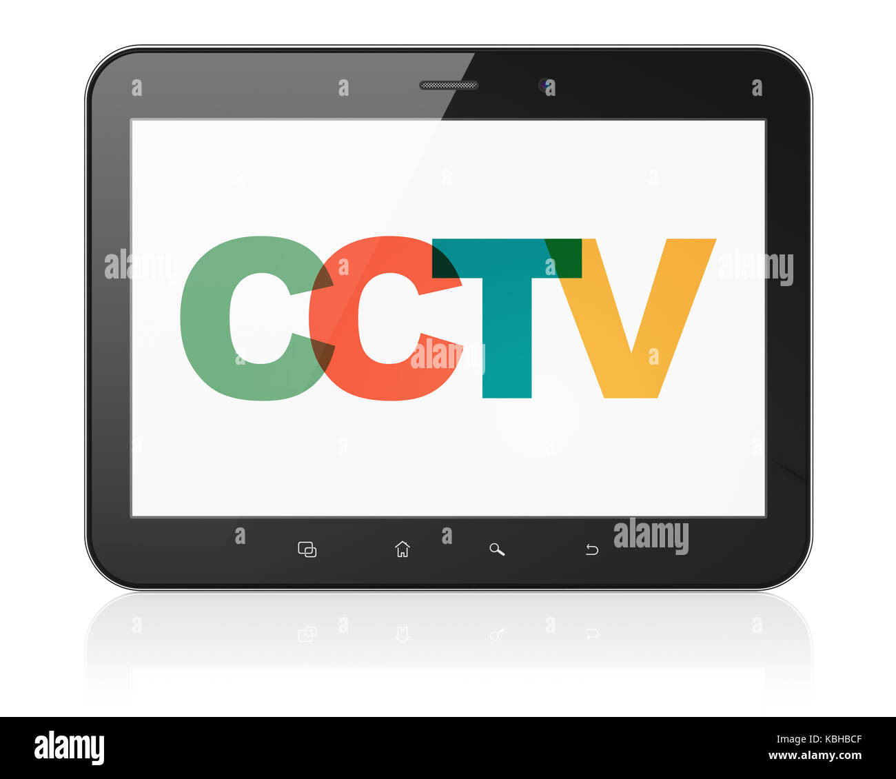 Safety concept: Tablet Computer with CCTV on display Stock Photo - Alamy