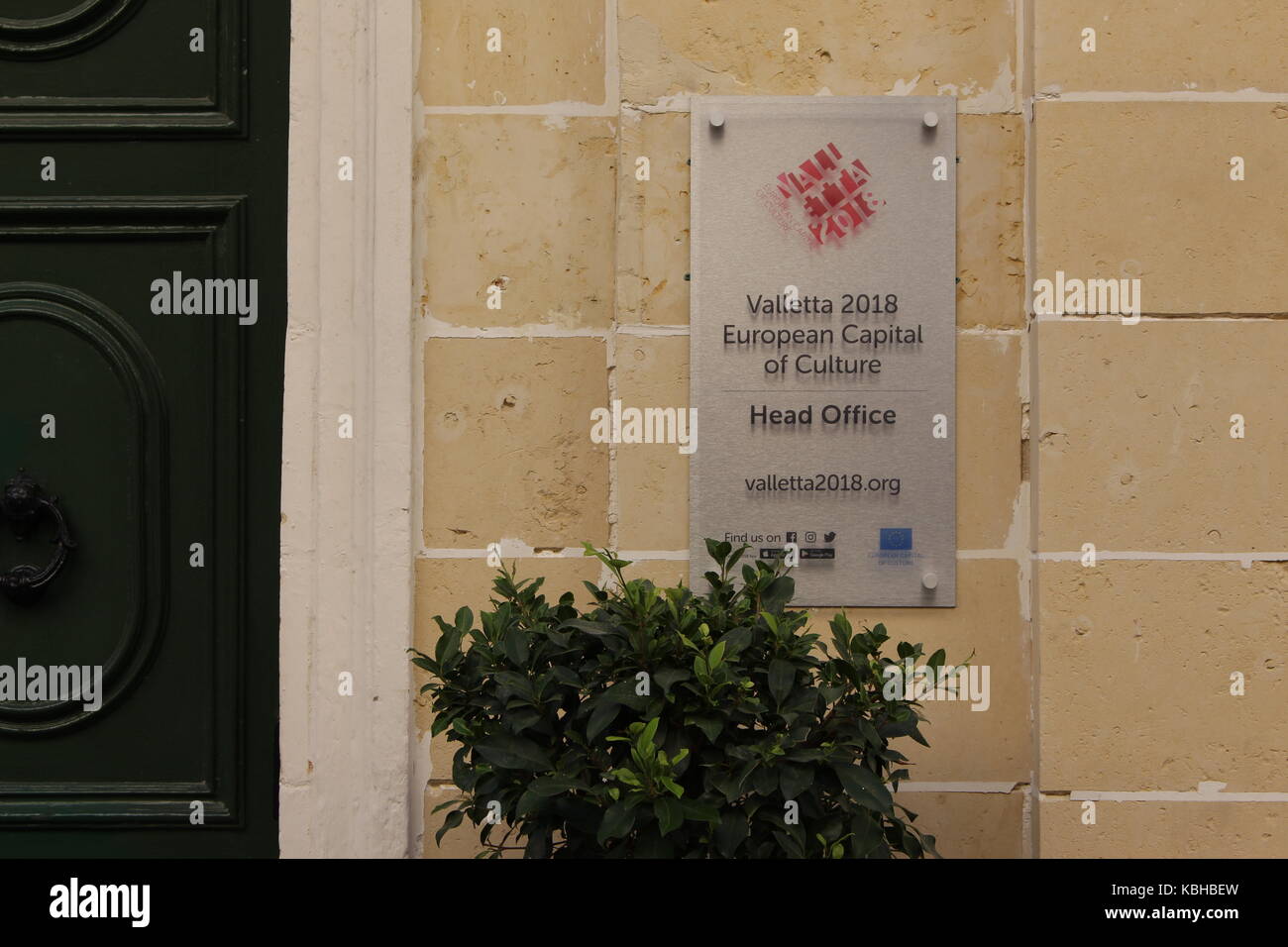 A photograph of a building sign for the Valletta European Capital of ...