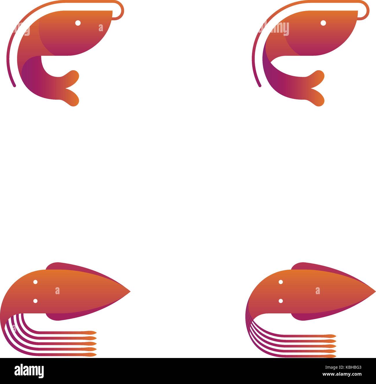 Shrimp and Squid symbol icon set orange violet gradient color design ...