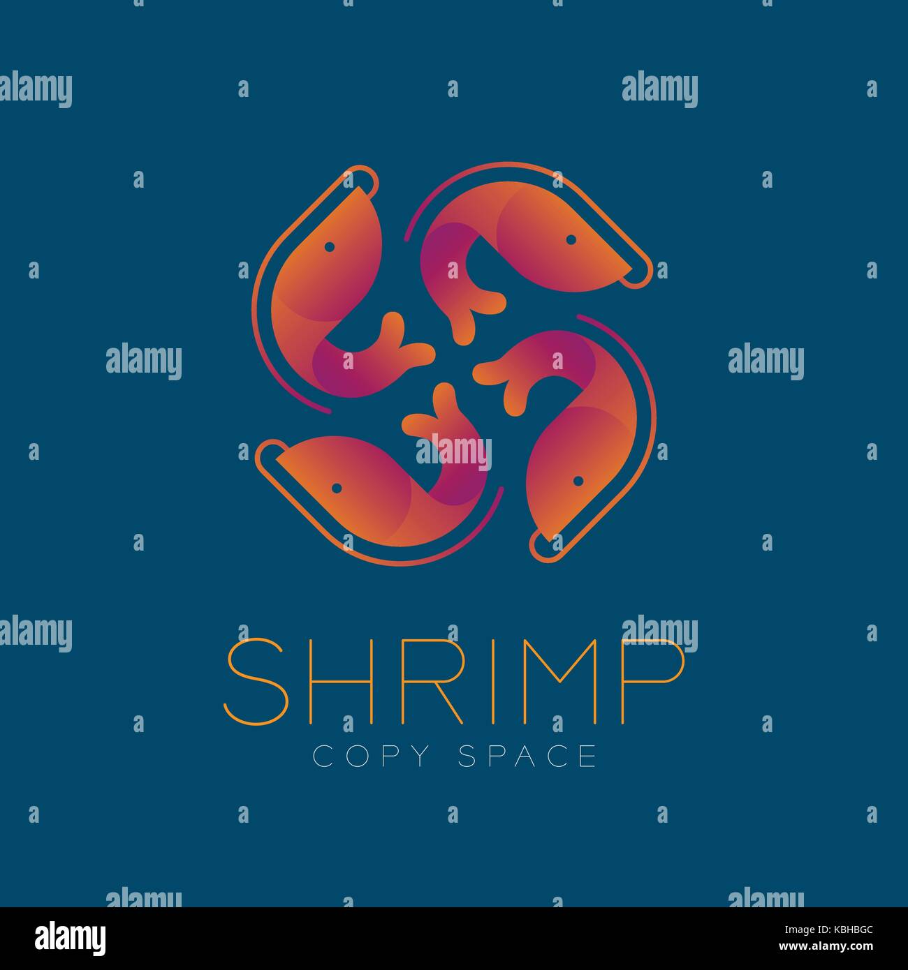 Four Shrimp symbol icon set orange violet gradient color design ...