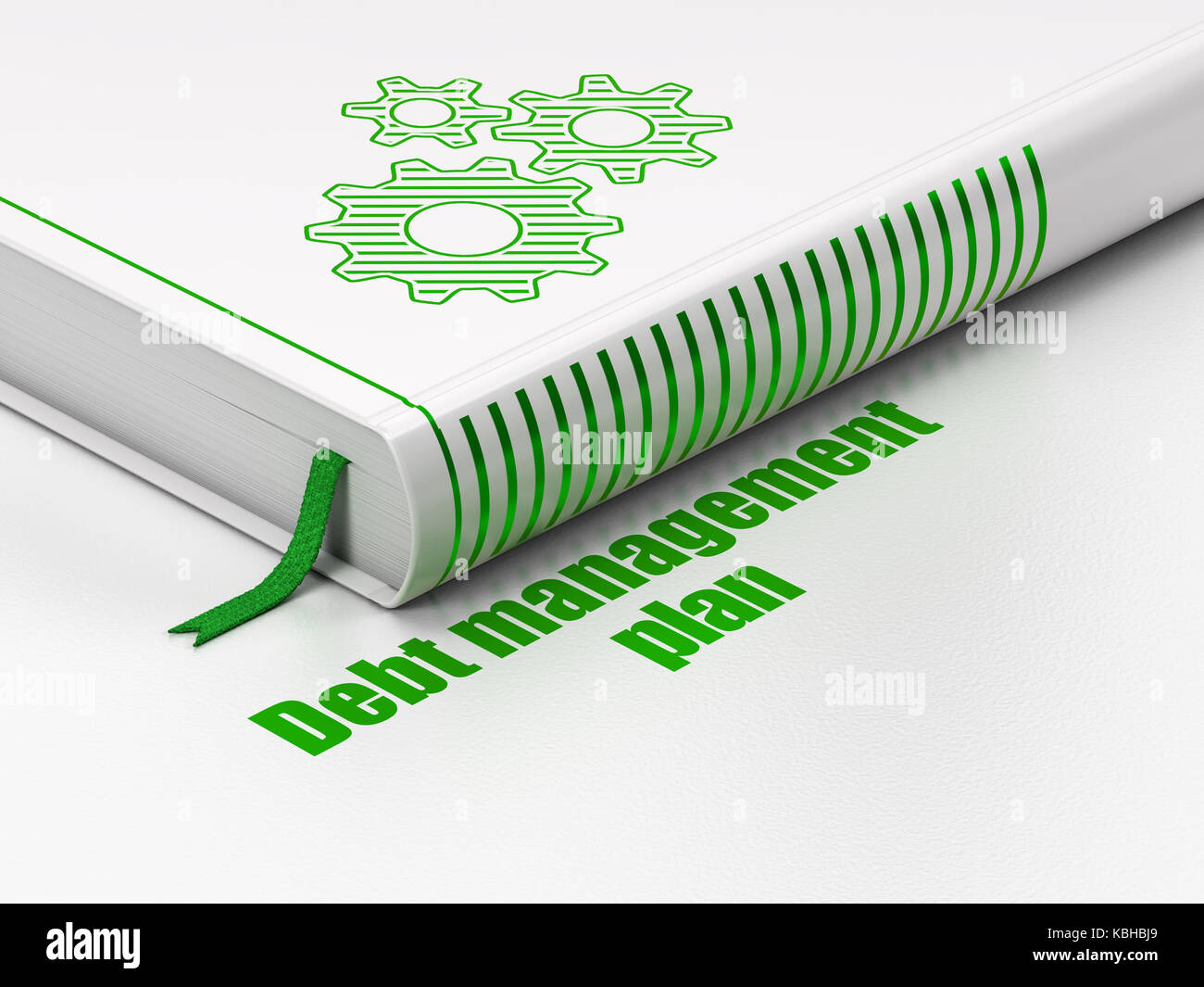 Business concept: book Gears, Debt Management Plan on white background ...