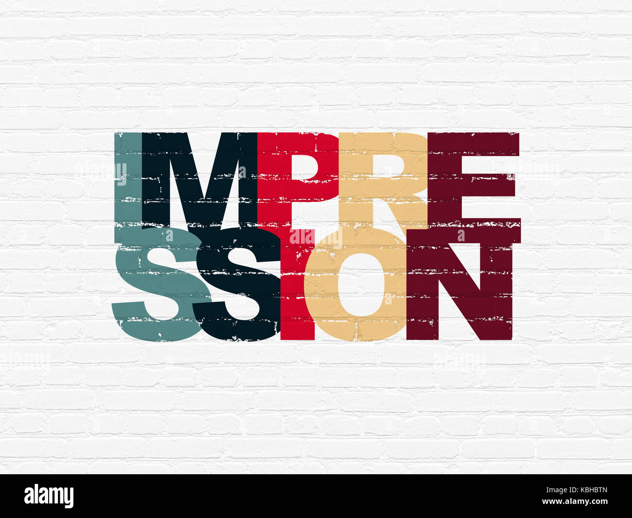 Marketing concept: Impression on wall background Stock Photo - Alamy