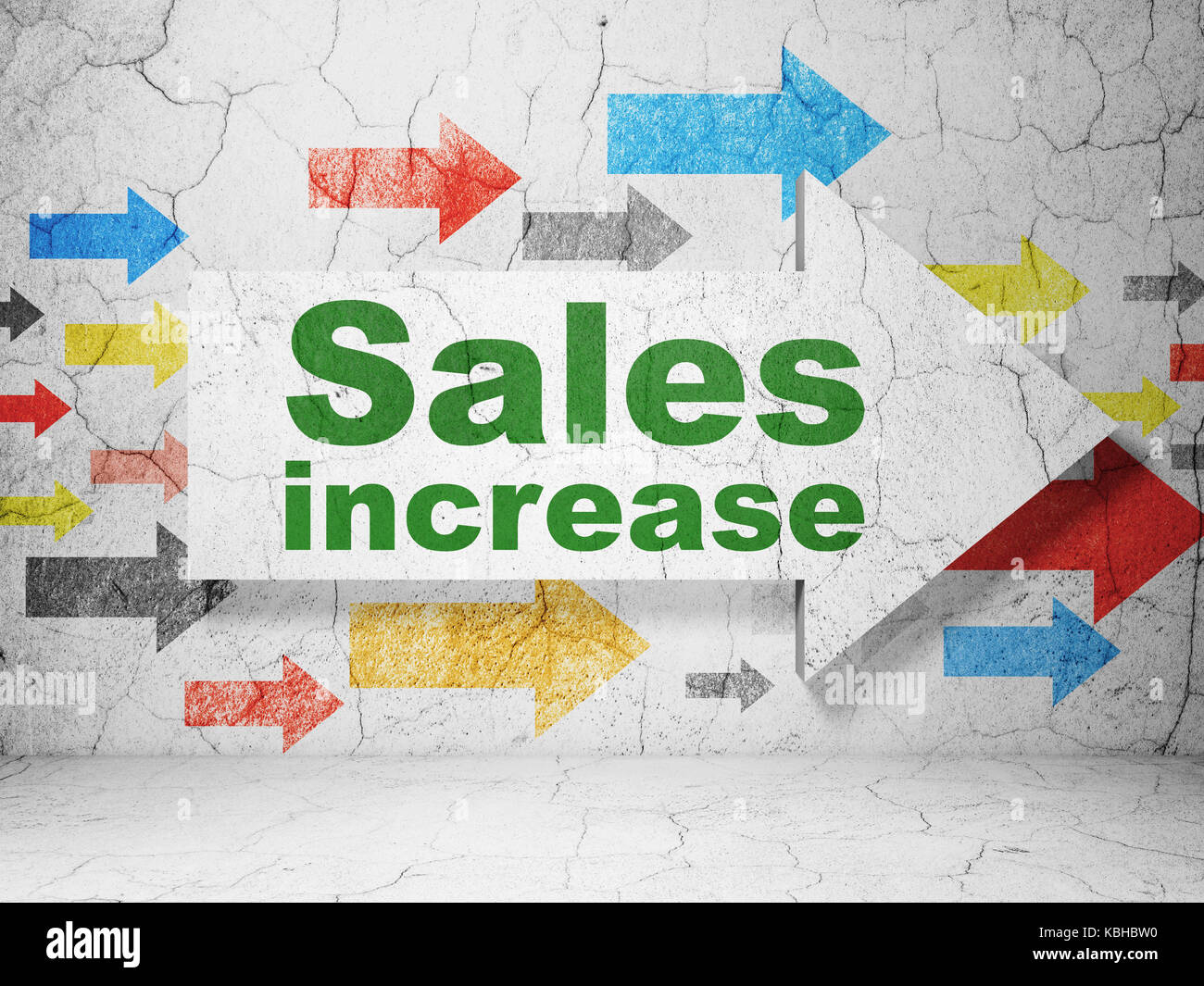 Marketing concept: arrow with Sales Increase on grunge wall background ...