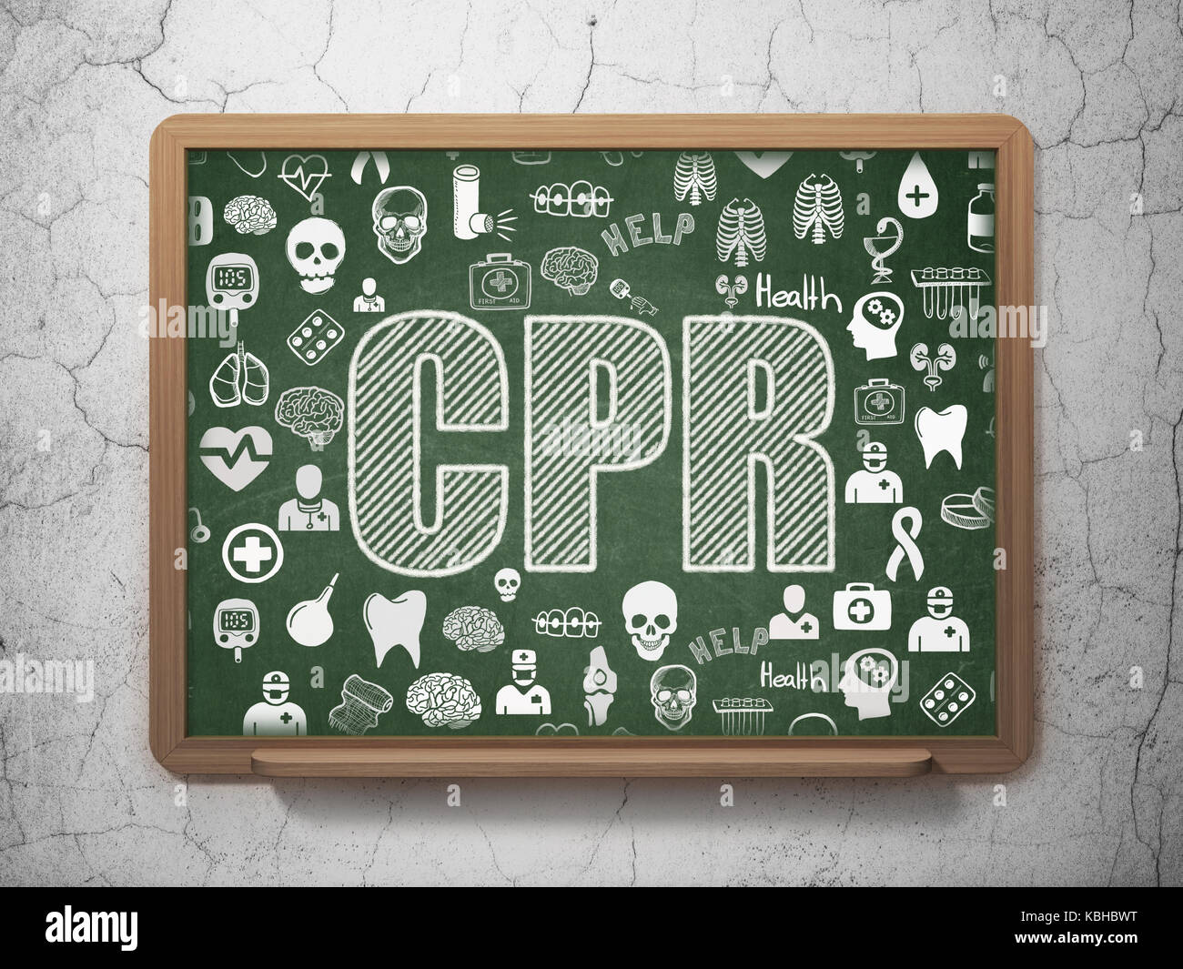Health concept: CPR on School board background Stock Photo - Alamy