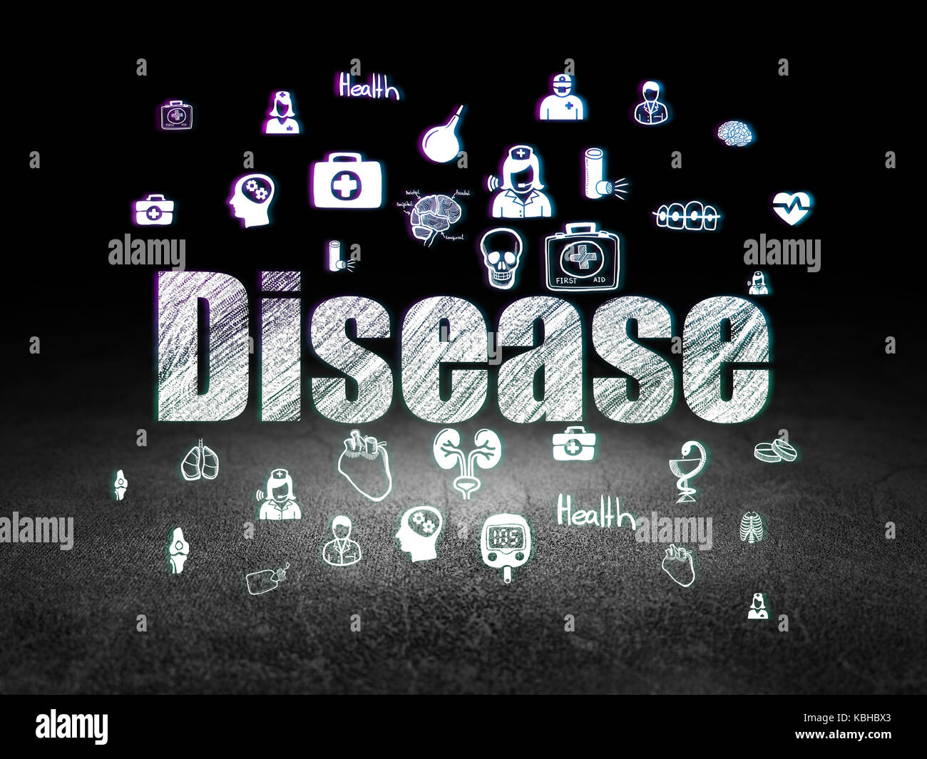 Health concept: Disease in grunge dark room Stock Photo - Alamy