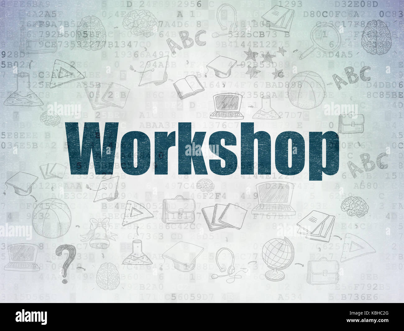 Studying concept: Workshop on Digital Data Paper background Stock Photo ...