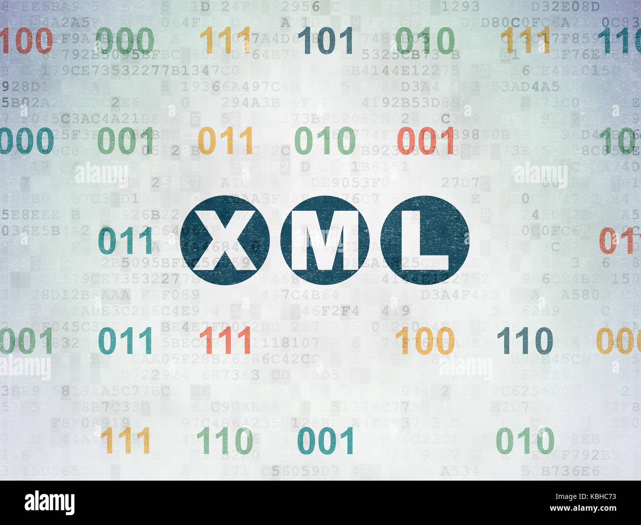 Programming concept: Xml on Digital Data Paper background Stock Photo ...