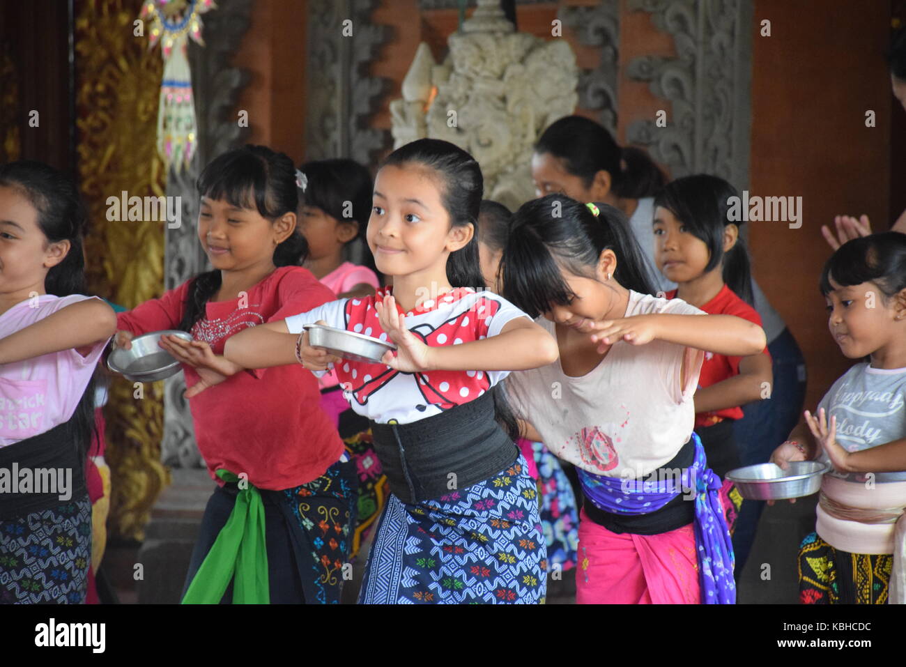 Kids learn the typical balinese dance in Ubud, Bali - Indonesia Stock ...