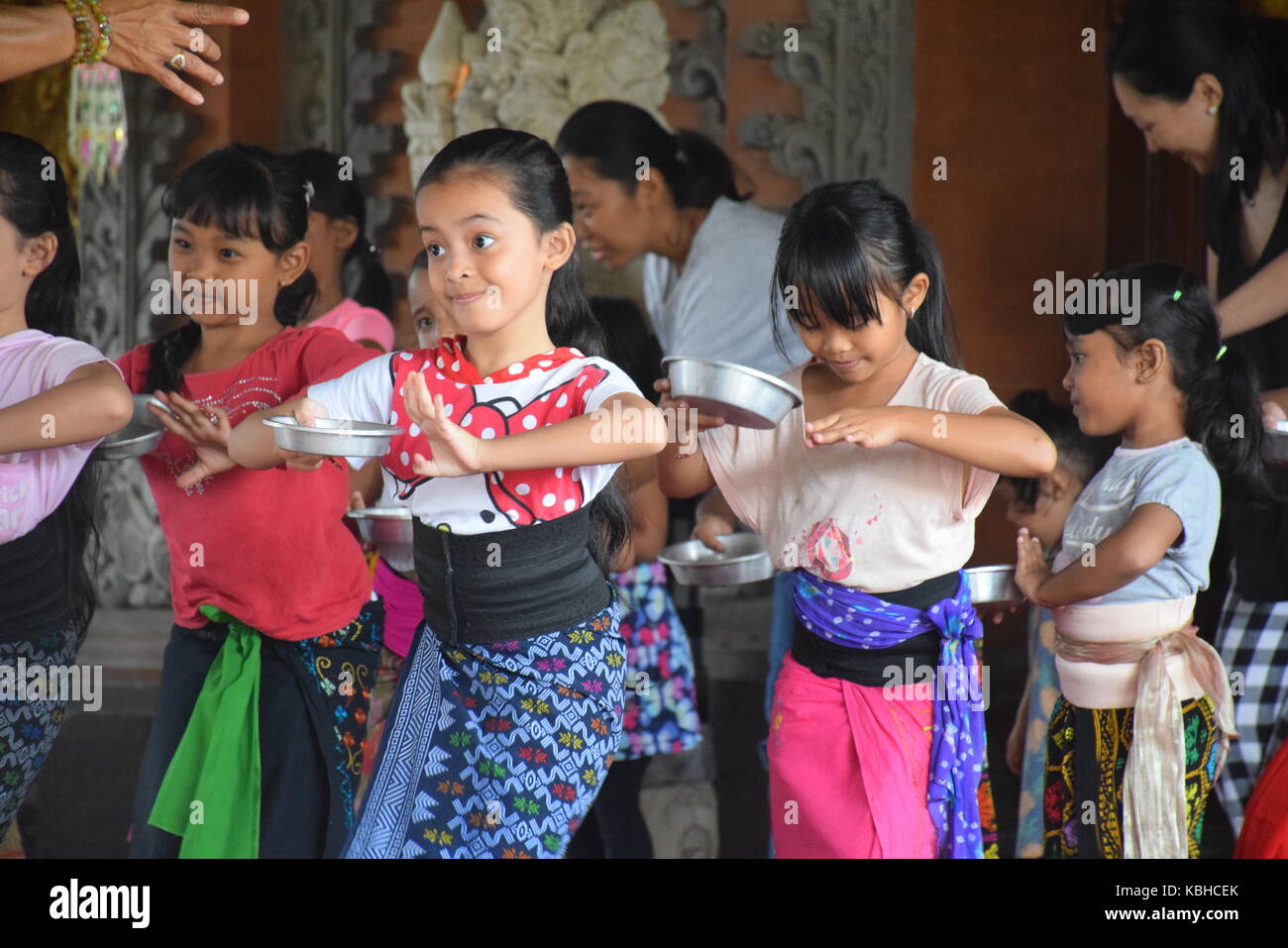Kids learn the typical balinese dance in Ubud, Bali - Indonesia Stock ...