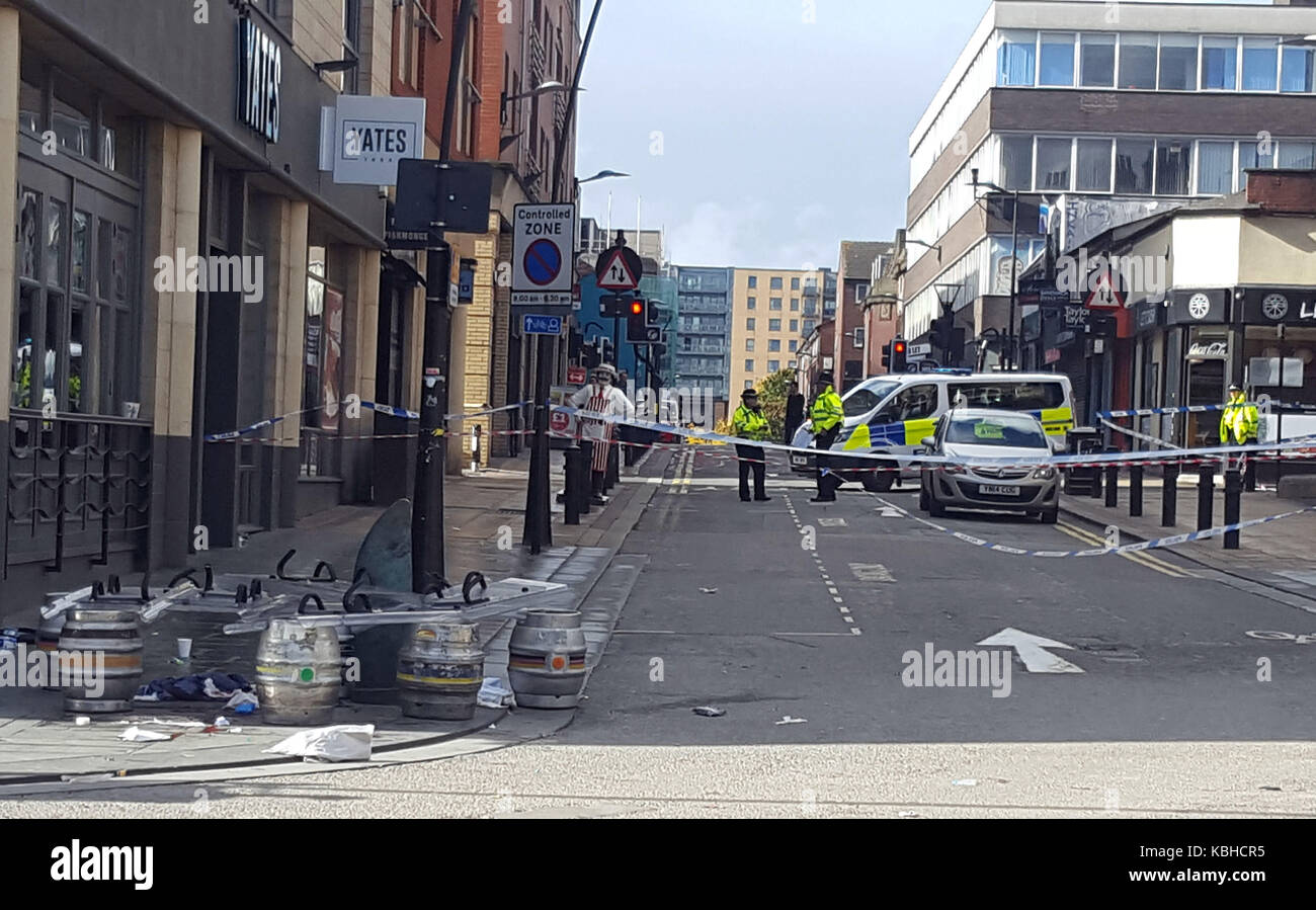 Police at the scene in Sheffield city centre where five people have ...