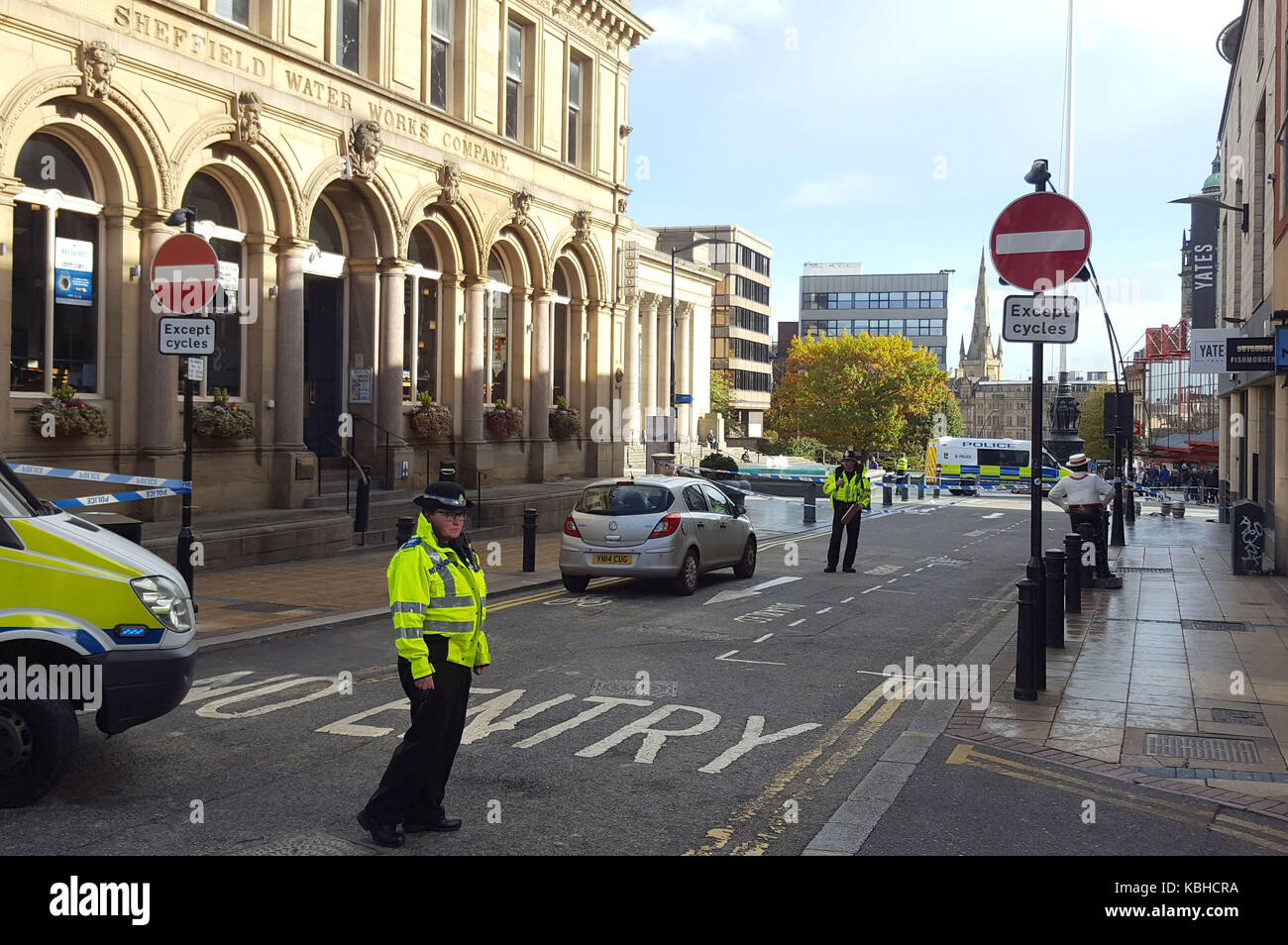 Police at the scene in Sheffield city centre where five people have ...