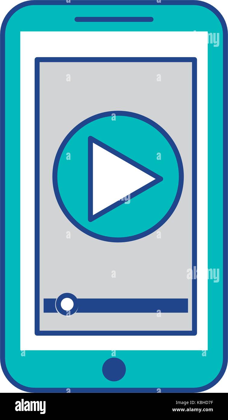 smartphone player button app connection internet Stock Vector Image ...