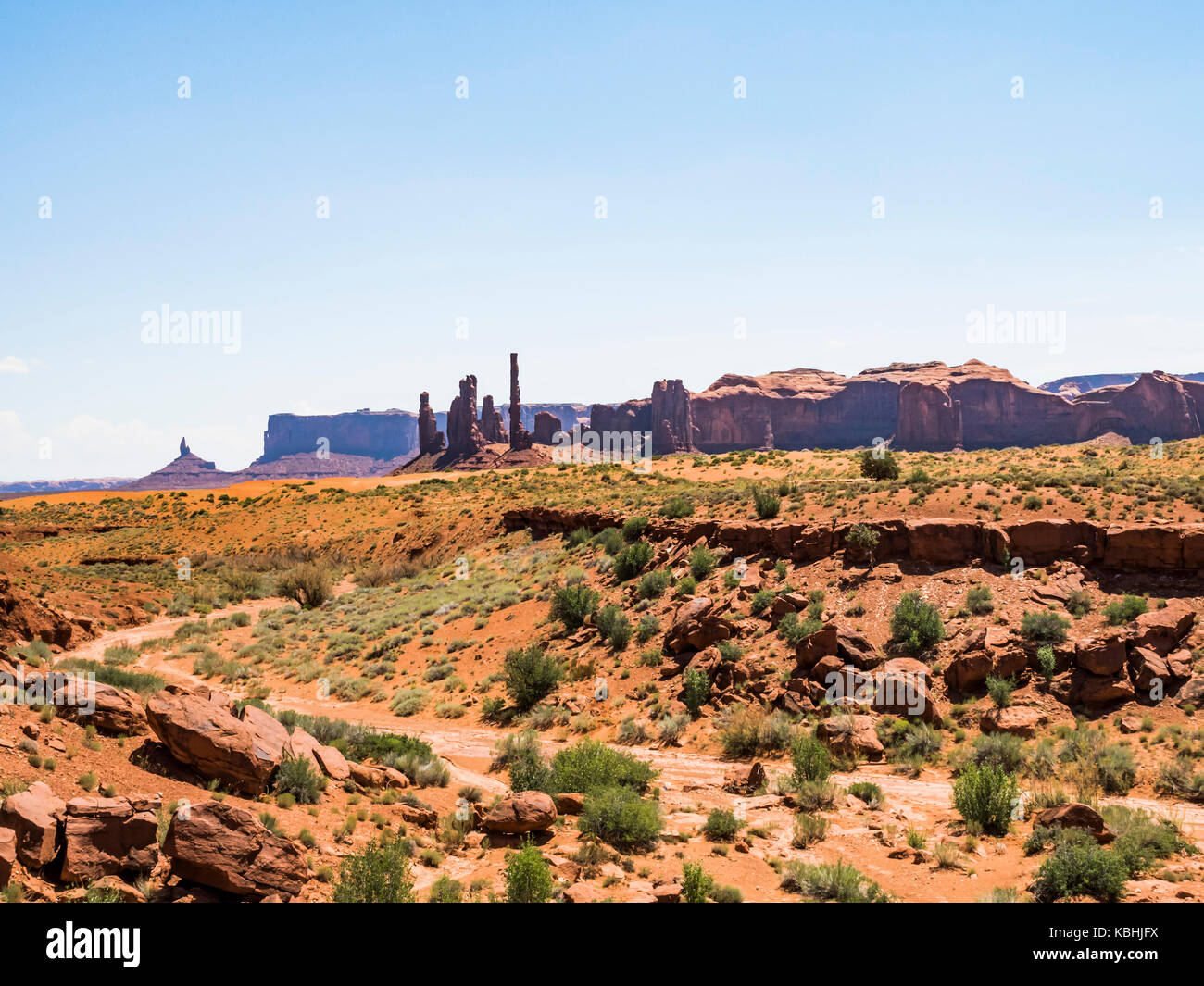Three Sisters, Monument Valley - Arizona, AZ, USA Stock Photo - Alamy