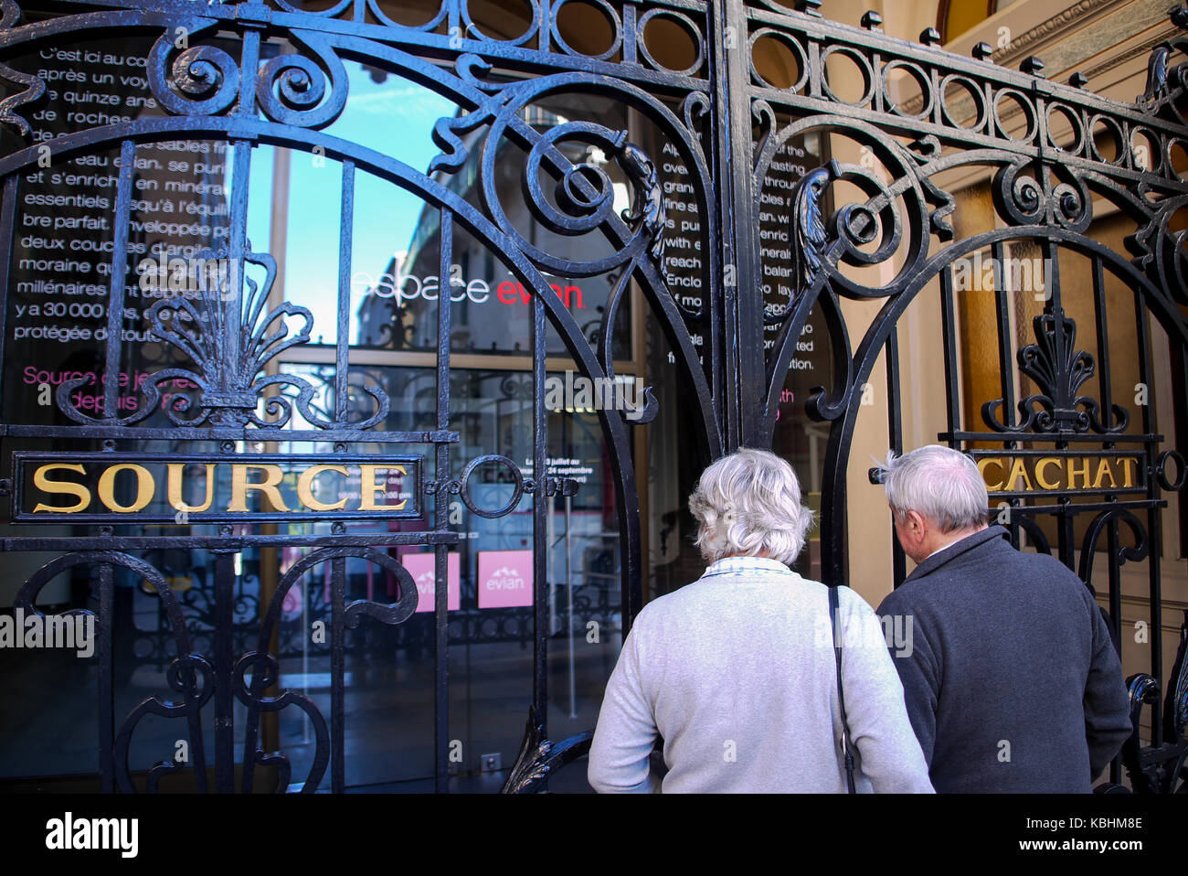 General view of the original Cachat spring building, Evian-les-Bains ...