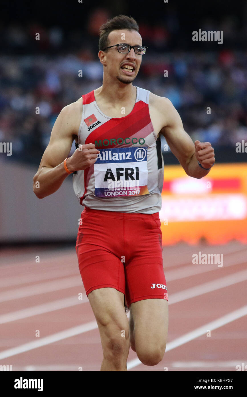 Mahdi AFRI of Morocco wins gold in the Men's 200 m T12 Final at the ...