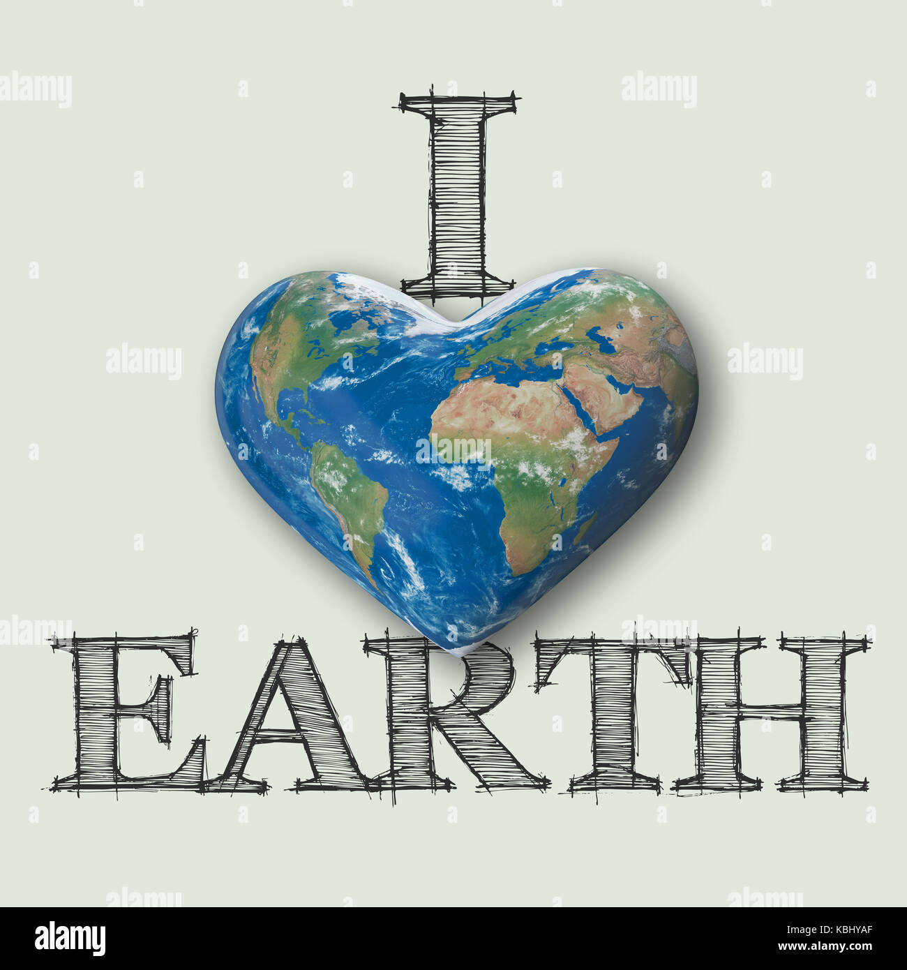 I love earth, world heart message, 3D Rendering Stock Photo - Alamy