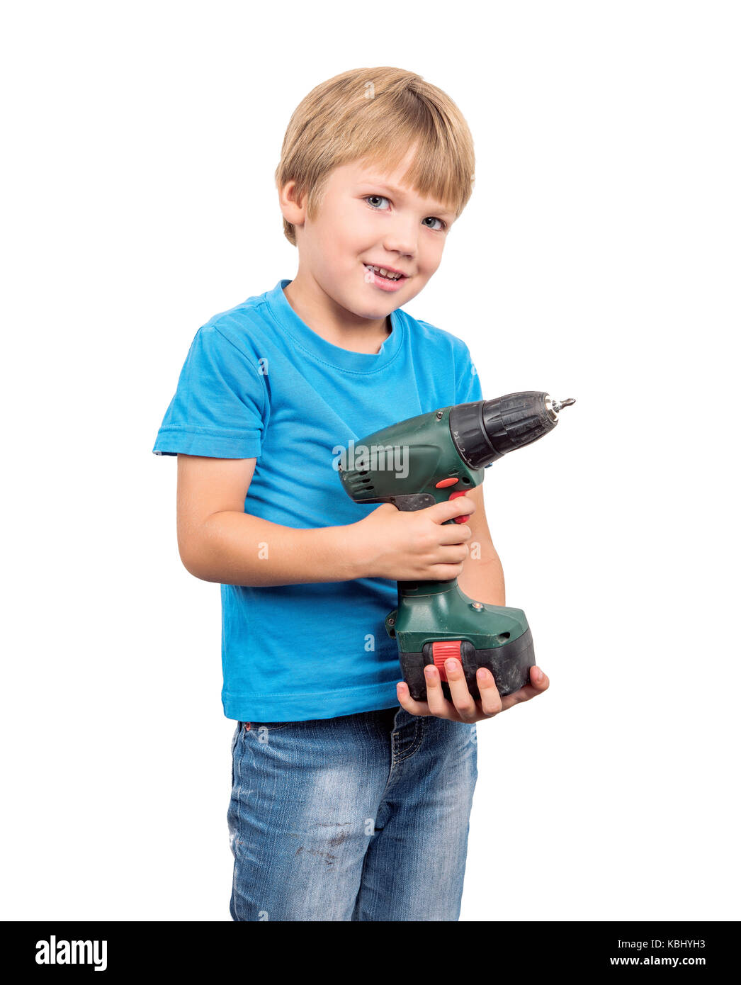 little boy with building tools Stock Photo - Alamy