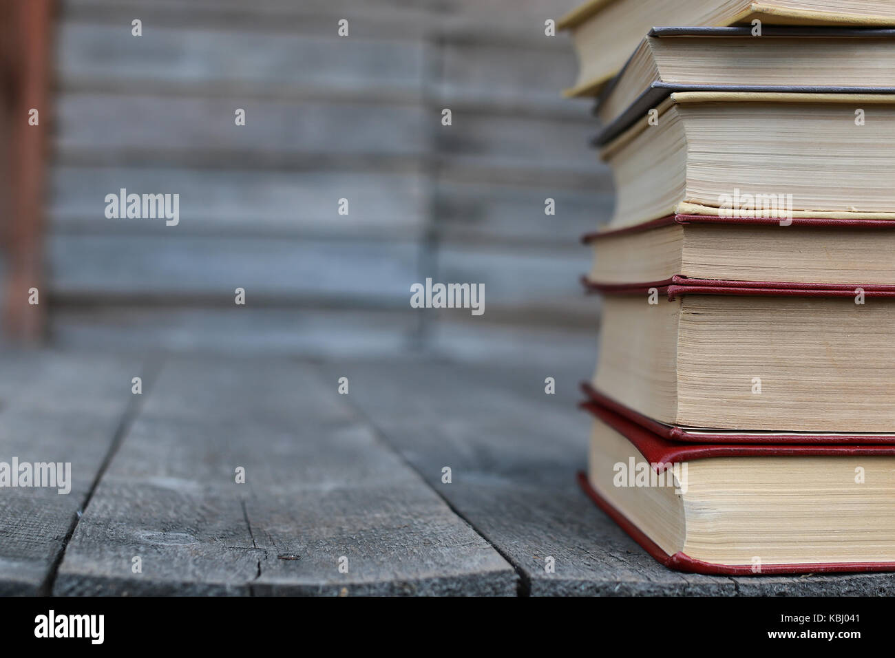 books standing on a table Stock Photo - Alamy