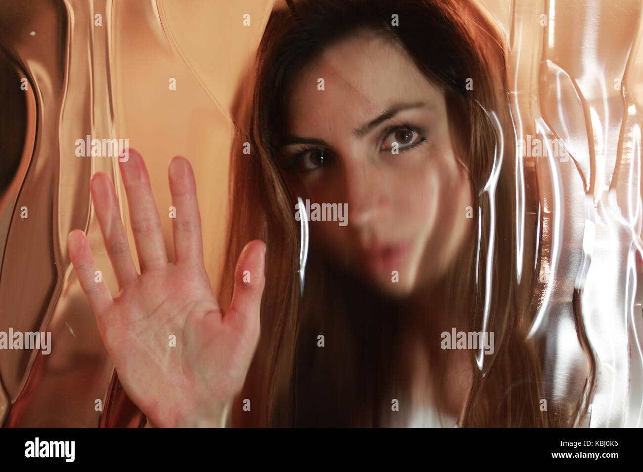 girl face behind glass Stock Photo - Alamy