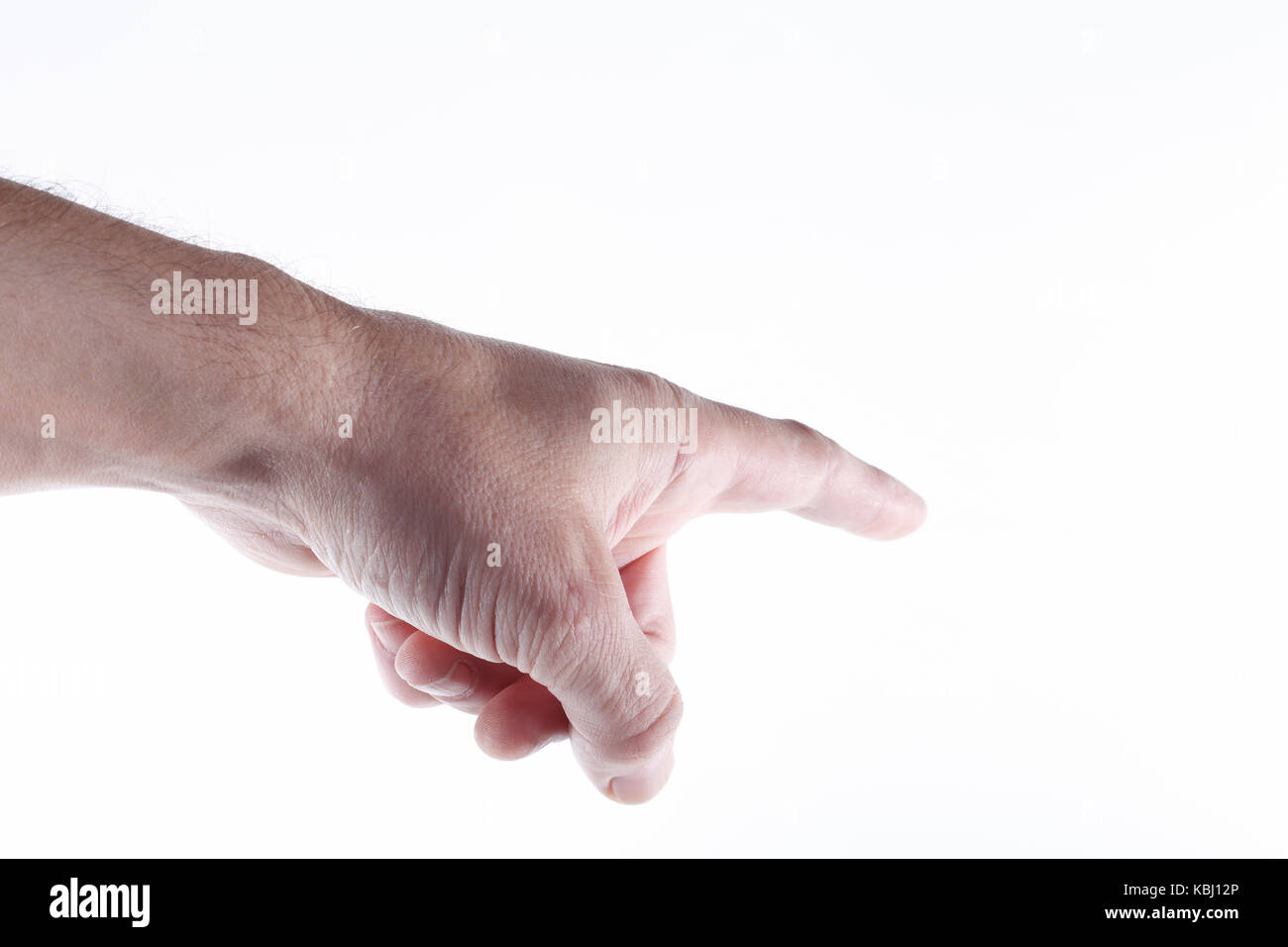 Man pointing on white background Stock Photo - Alamy