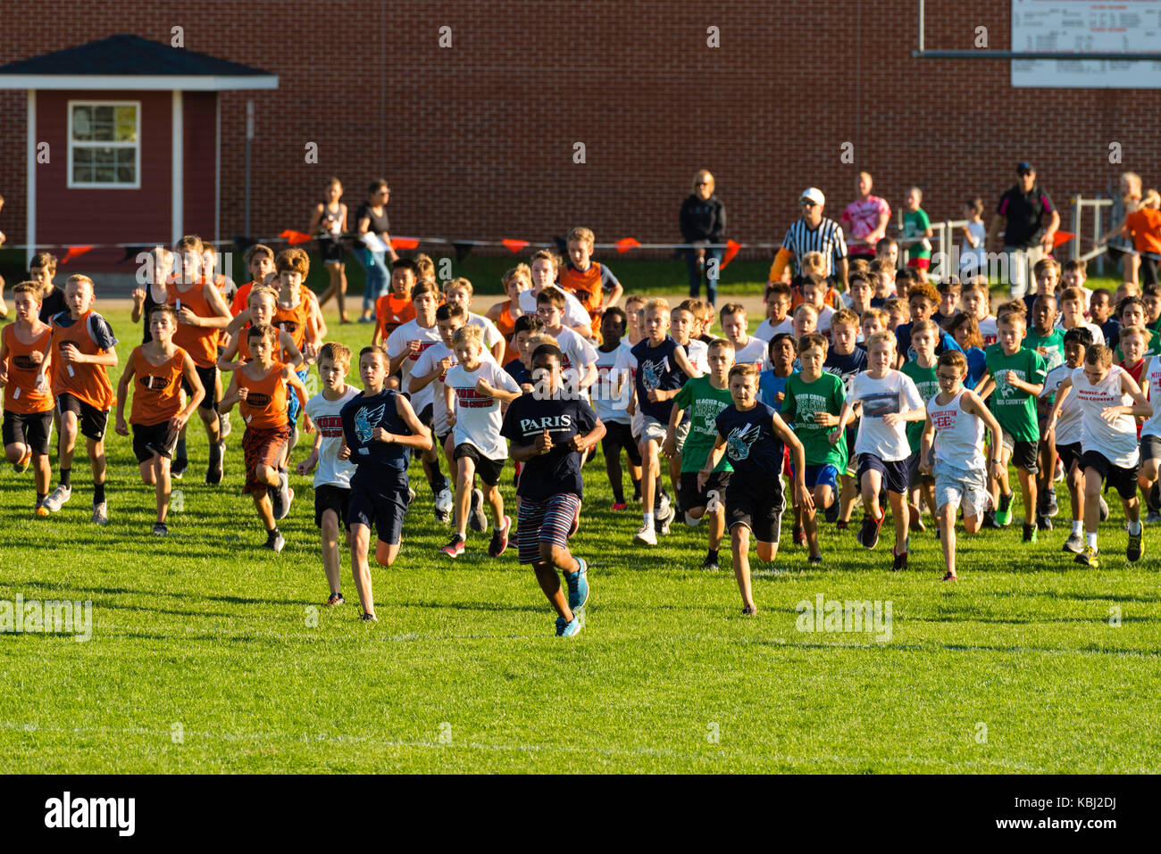 Boys participate in a cross country (running) meet at Verona Area High ...