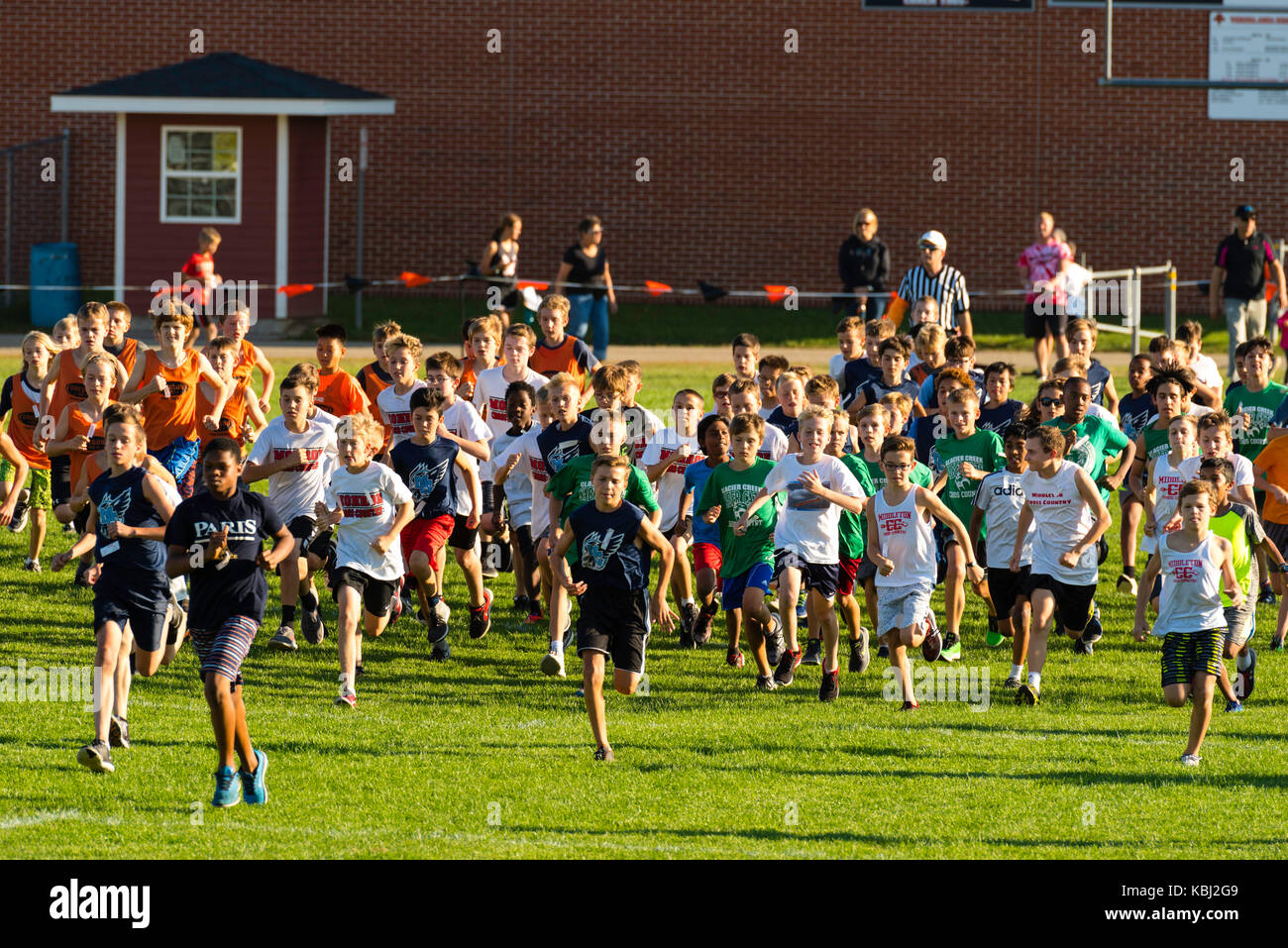 Boys participate in a cross country (running) meet at Verona Area High ...