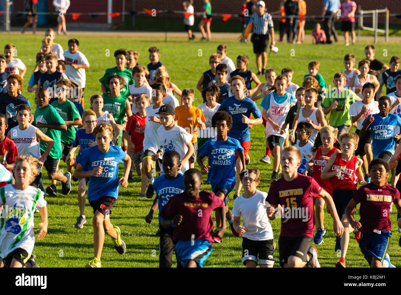 Boys participate in a cross country (running) meet at Verona Area High ...