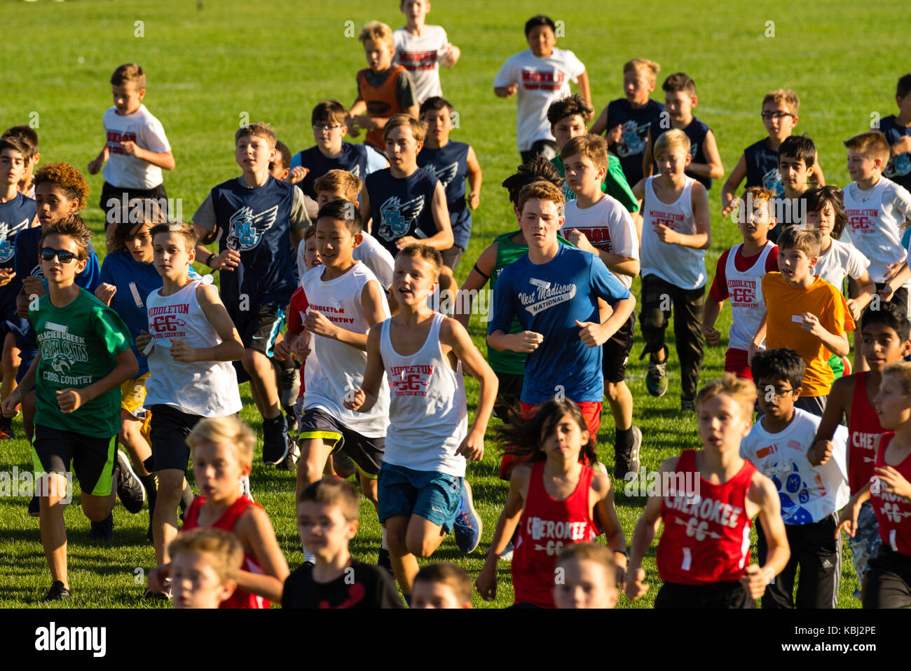 Boys participate in a cross country (running) meet at Verona Area High ...