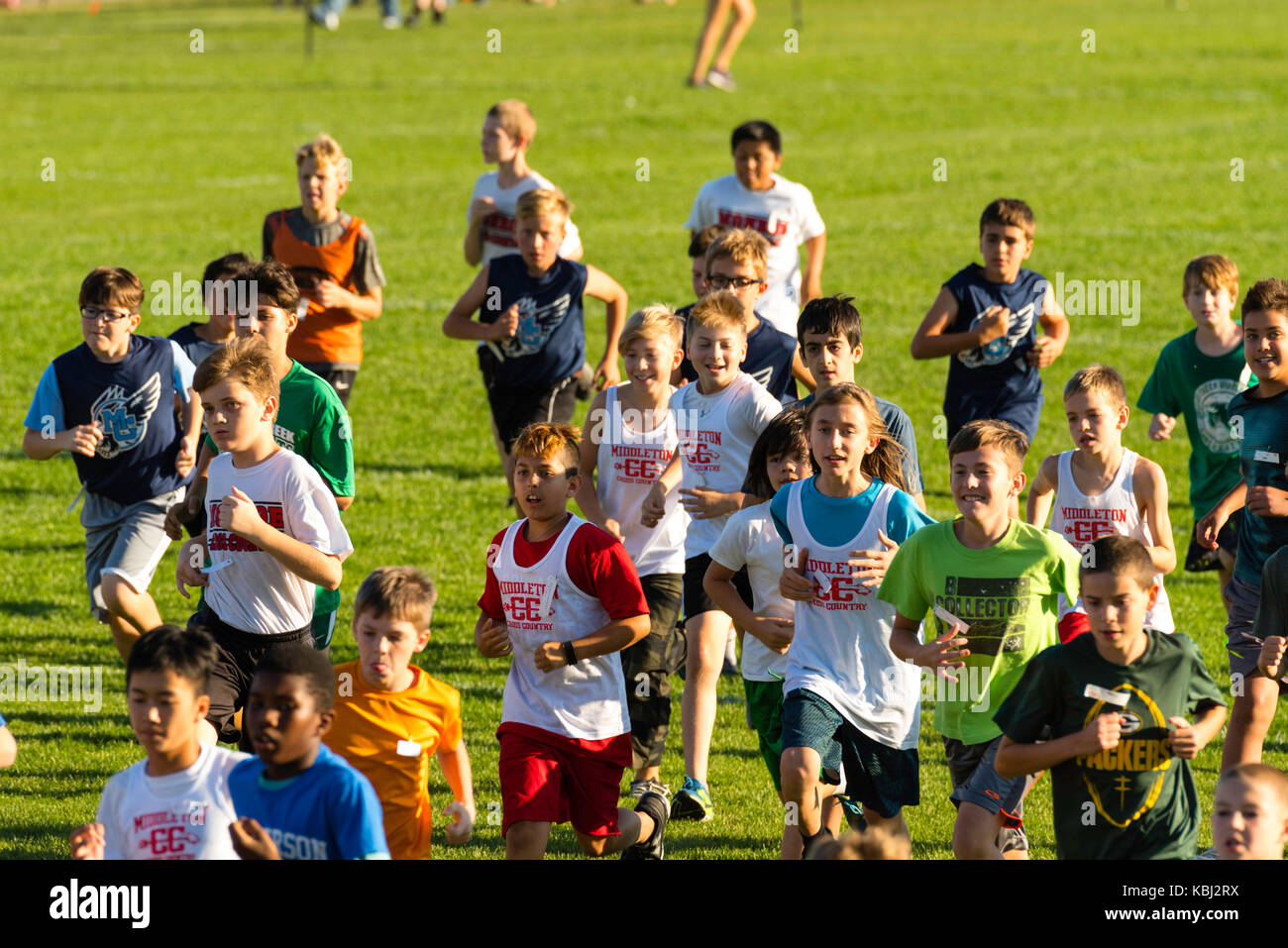 Boys participate in a cross country (running) meet at Verona Area High ...