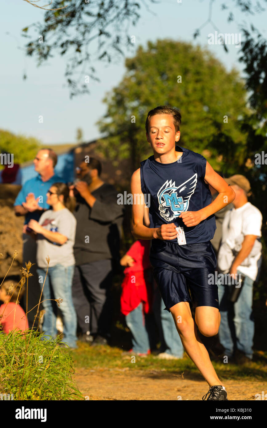 Boys participate in a cross country (running) meet at Verona Area High ...