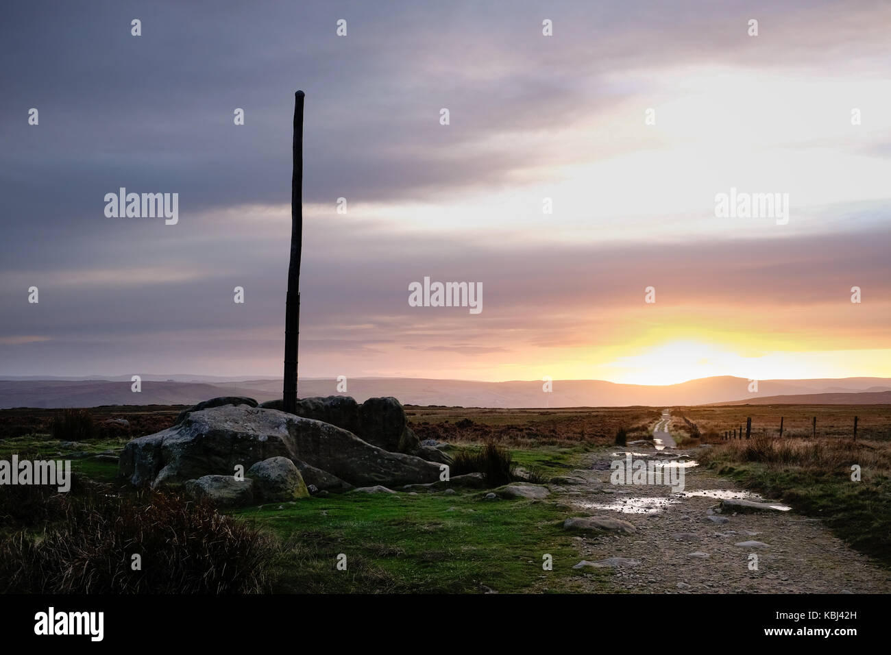 Stanedge Pole, looking West to Hope Valley sunset Stock Photo - Alamy