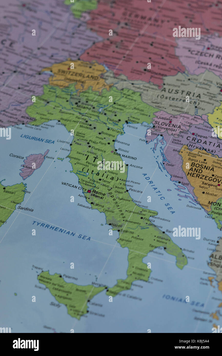 closeup map of Italy Stock Photo - Alamy