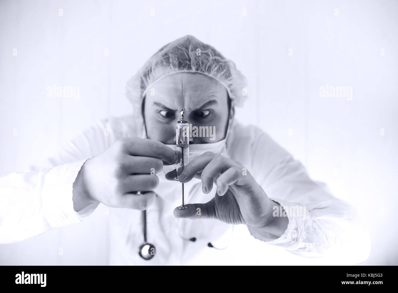 Black and white photo of bearded doctor in white coat and an ol Stock ...