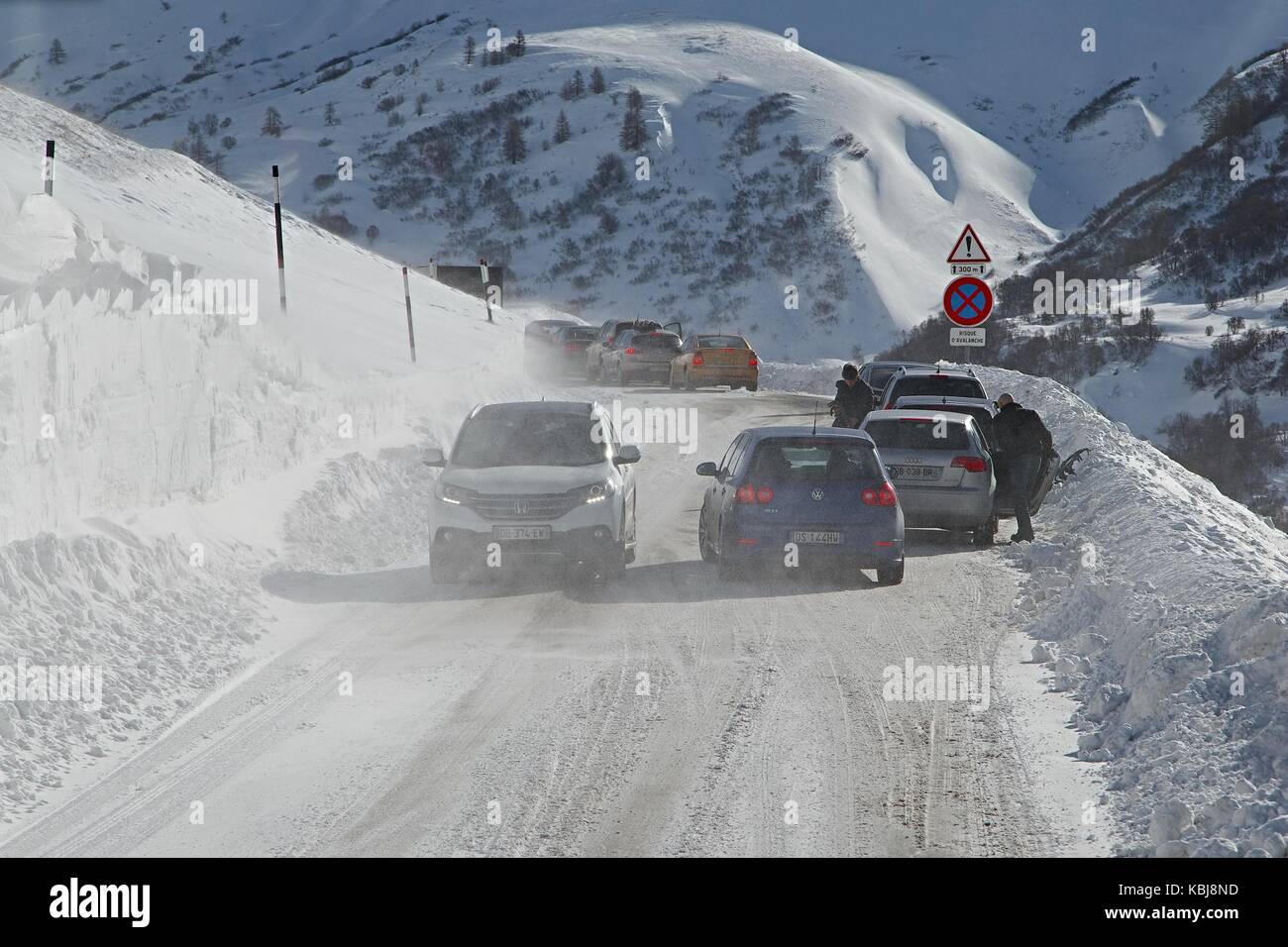 Driving in snow storm Stock Photo - Alamy