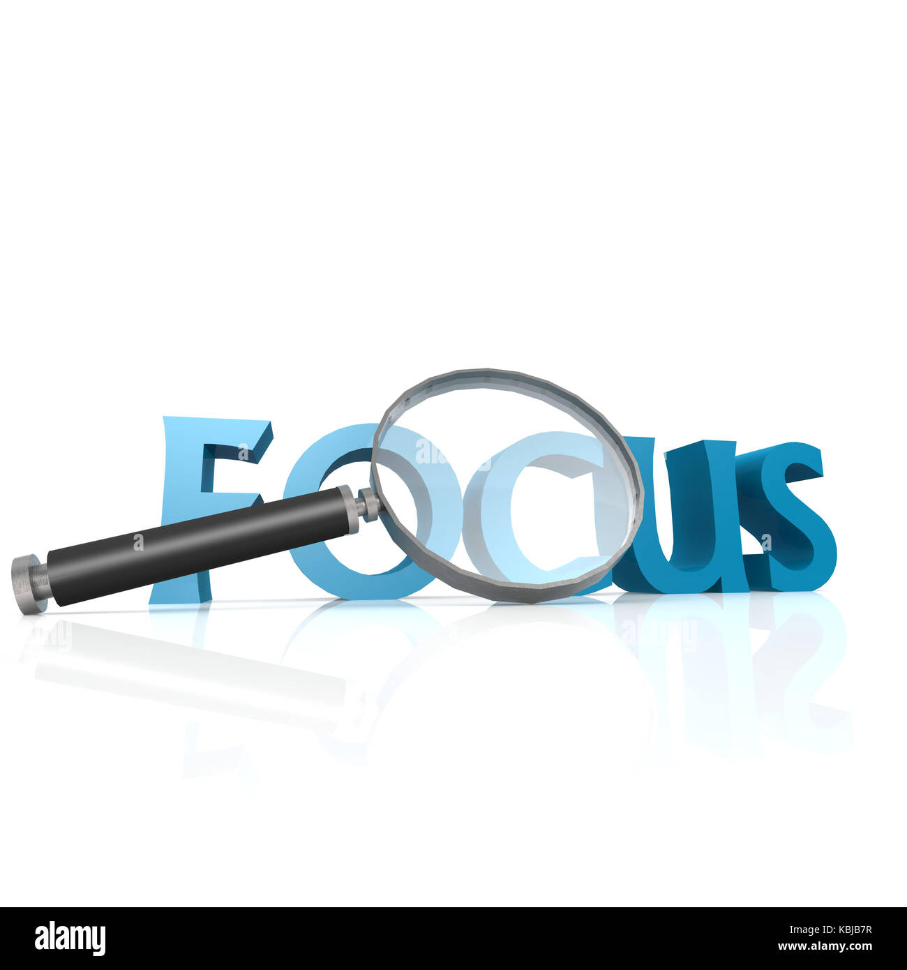 Magnifying glass with blue focus word Stock Photo - Alamy