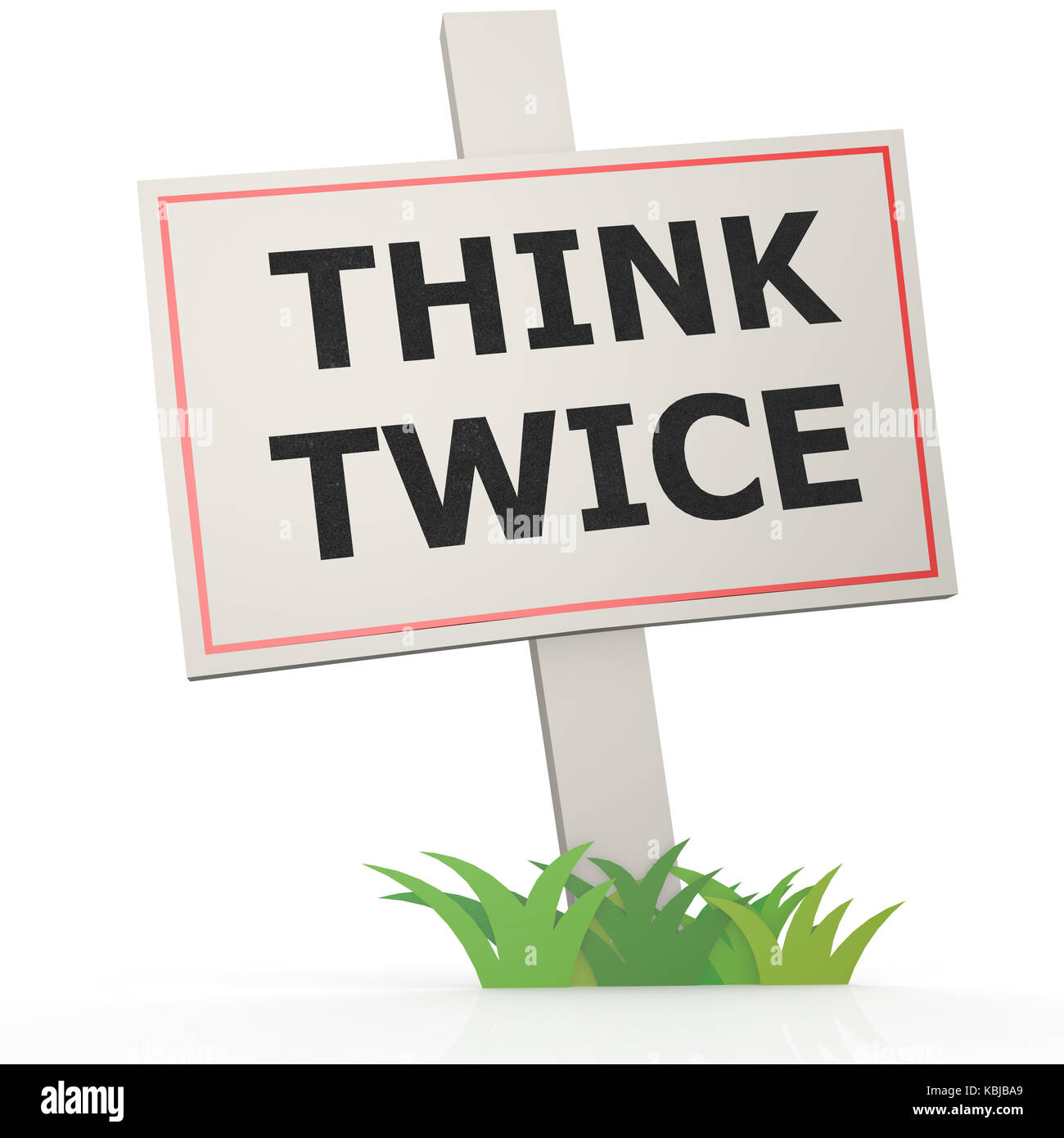 White banner with think twice Stock Photo - Alamy