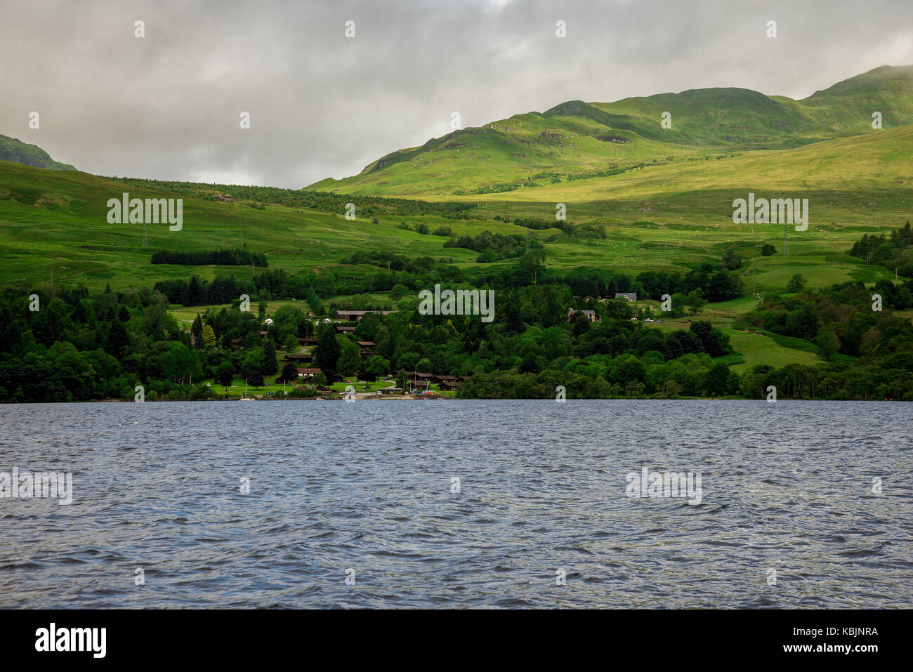 A view to Loch Tay Highland Lodges village taken from the rental boat ...