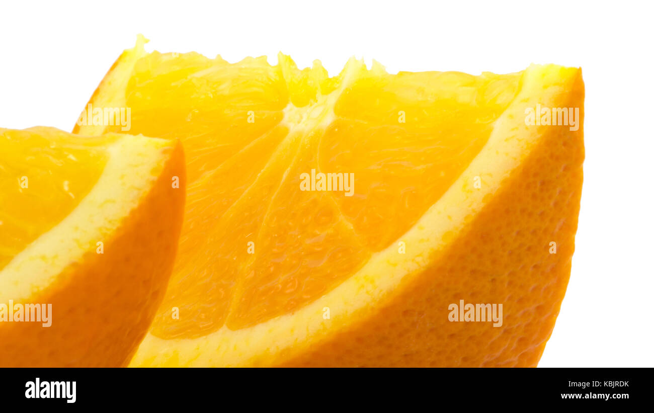 Orange slice, close up, isolated on white background Stock Photo - Alamy