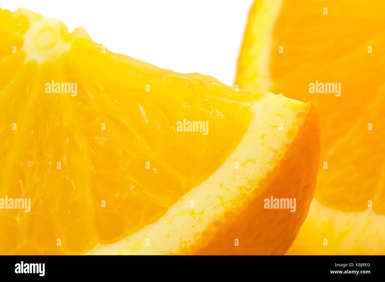 Orange slice, close up, isolated on white background Stock Photo - Alamy