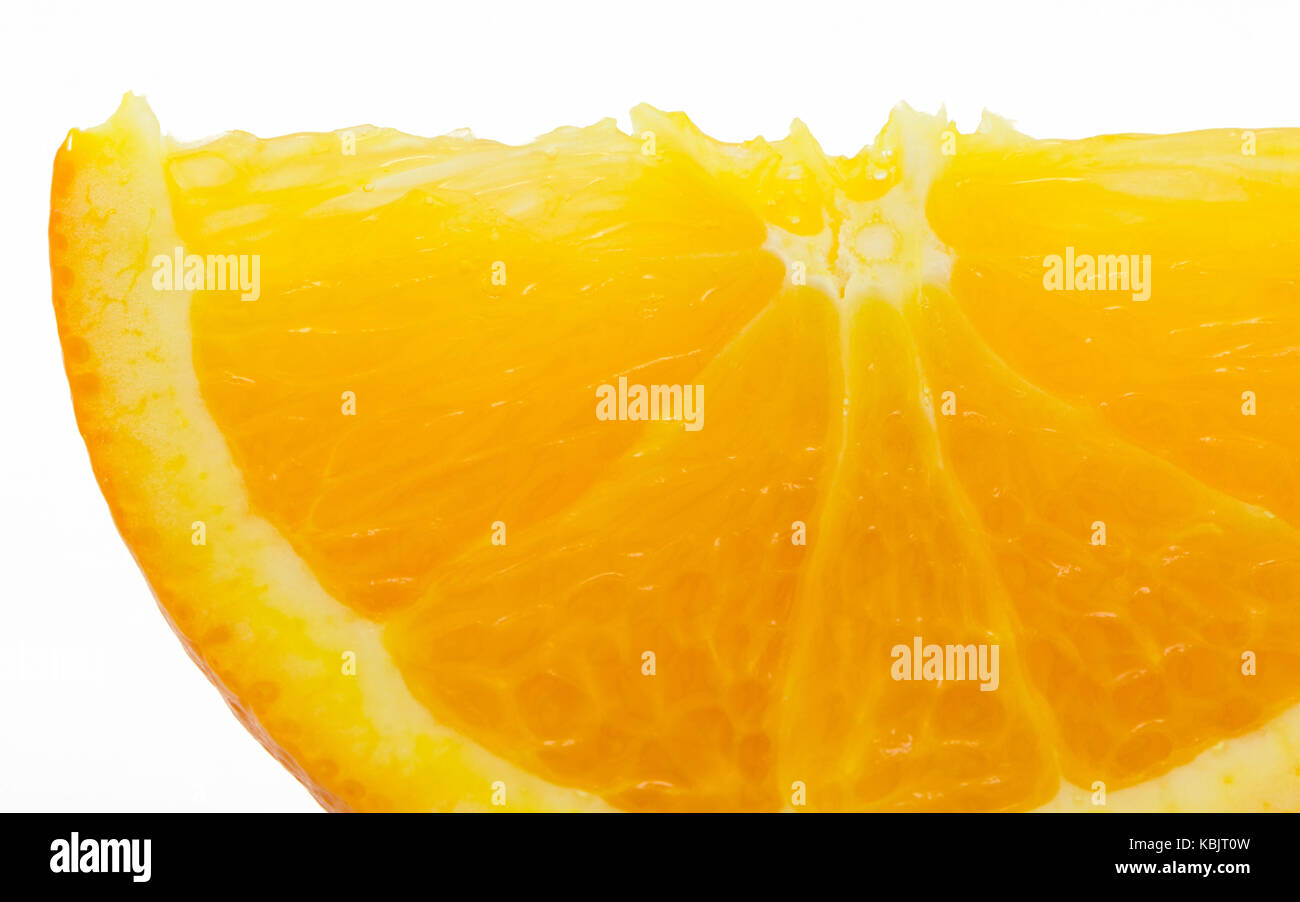 Orange slice, close up, isolated on white background Stock Photo - Alamy