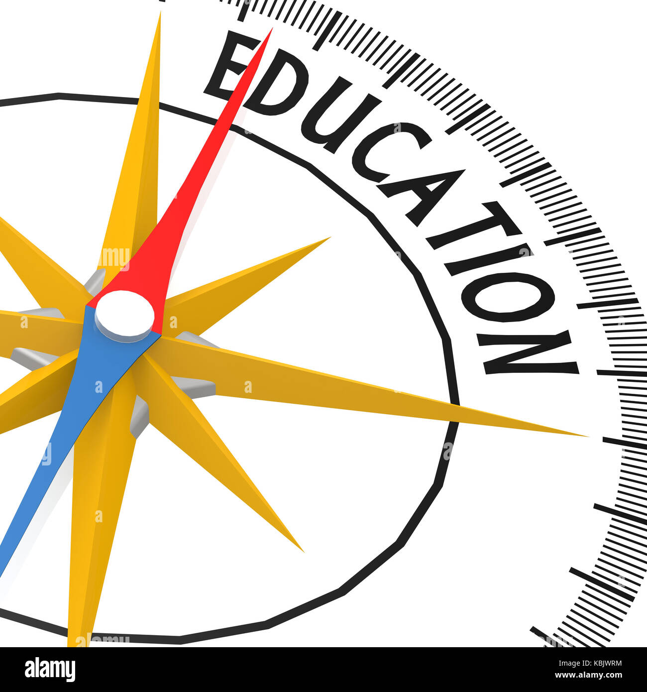 Compass with education word Stock Photo - Alamy