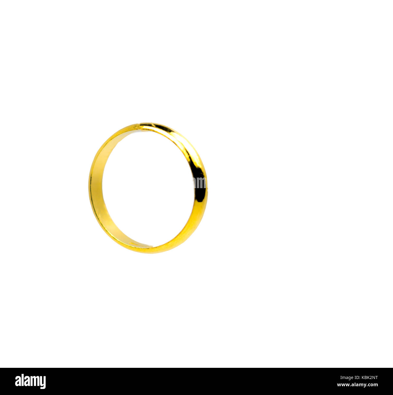 One gold ring isolated on white background with copy space, just add ...